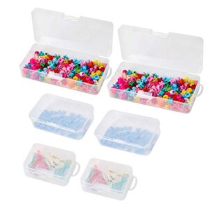 6 packs clear hinged plastic box plastic organizer container storage box for washi tape,jewelry,beads art diy crafts, fishing tackles,screws