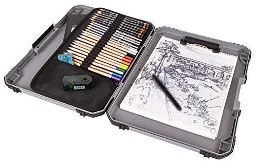 ArtBin 6838AG Sketch Board, Portable Drawing Surface with Internal Art & Craft Storage, Grey