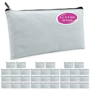 torising 34 packs blank diy beige craft bag canvas pen case blank makeup bags – canvas pencil bag cotton canvas cosmetic bag multi-purpose travel cosmetic bag beige (9 x 5.1 inch)