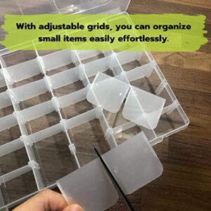 Compartment Organizer Box with Dividers - Set of 3 Transparent Plastic Craft Organizer Containers Removable Grids Portable Size Useful Organization Tools for Jewelry Screws Hardware Craft Supplies