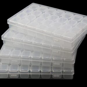 JESEP YONG 112 Slots 4 Pack 28 Grids Plastic Organizer Box Clear Beads Storage Container Jewelry Case for Art DIY Crafts , Nail Diamonds ,Jewelry , Painting