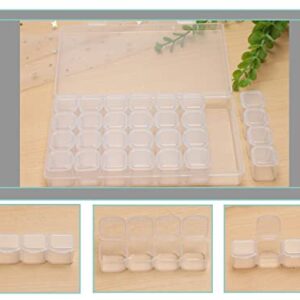 JESEP YONG 112 Slots 4 Pack 28 Grids Plastic Organizer Box Clear Beads Storage Container Jewelry Case for Art DIY Crafts , Nail Diamonds ,Jewelry , Painting