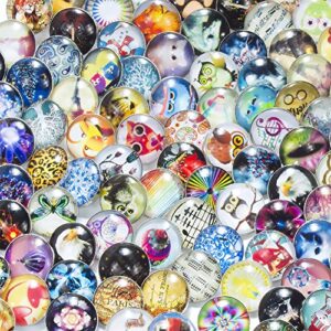 Soleebee BL005 100 pcs Mixed Random Aluminum Glass 18mm Snap Buttons Jewelry Charms (Multi-Style)