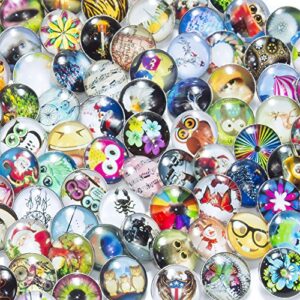 Soleebee BL005 100 pcs Mixed Random Aluminum Glass 18mm Snap Buttons Jewelry Charms (Multi-Style)