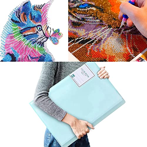 A3 30 Pages Diamond Painting Storage Book, Painting Storage Book 30 Clear Pockets Sleeve Protector Art Portfolio Book for 44*32.5*2cm Sketches Painting Presentation (Green)