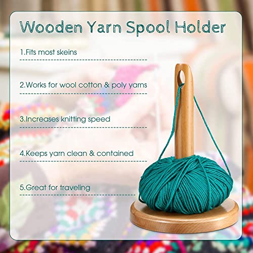 AnNafi® Wood Yarn Holder for Knitting Crochet |Classic Wooden Yarn & Thread Holder |Wooden Frame with Hole |Knitting Embroidery Accessory Gift |Craft & Sewing Supplies |Yarn Organising Tool For Granny