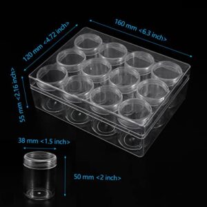 SEHOI 4 Pack 6.3 x 4.8 x 2.15 Inch 12 Grid Clear Plastic Jewelry Box Organizer, 5D Diamond Embroidery Painting Accessories Storage Box, Plastic Bead Storage Containers for Bead Gem Nail Glitter Slime