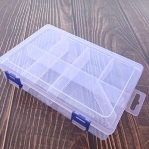 Clear Plastic Storage Box Compartments with Adjustable Dividers, Portable Transparent Beads Earring Jewelry Organizer Holder with Lid for Craft Nail Fishing Hooks Medicine Container Box, 8 Grids