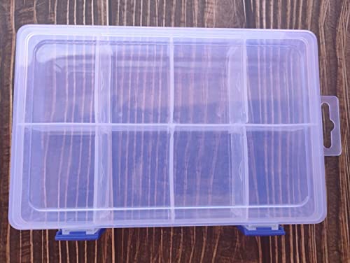 Clear Plastic Storage Box Compartments with Adjustable Dividers, Portable Transparent Beads Earring Jewelry Organizer Holder with Lid for Craft Nail Fishing Hooks Medicine Container Box, 8 Grids