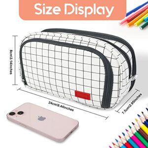 Large Pencil Case Big Capicity Pencil Pouch with 4 Compartments Organizers, Pencil Box Canvas Pencil Bag for Girls Boys Audlts Student Artist