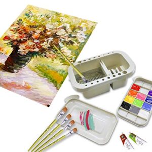 Cshangzei Paint Brush Basin,Plastic Paint Water Cup Brush Tub,Multifunction Artist Brush Washer with Brush Holder,Palettes and Handle for Watercolor Outdoor Indoor Painting