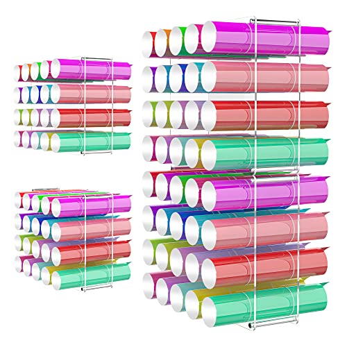 Natonhi Vinyl Roll Holder Vinyl Storage Organize 40-Holes Vinyl Storage Rack for Craft Room Vinyl Roll Storage (2-Pack, Aperture 2.36")