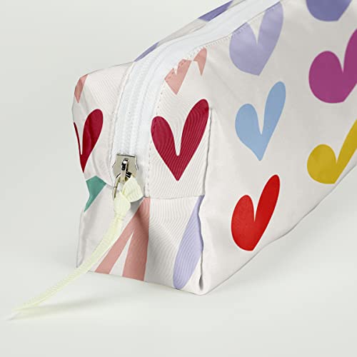 Pencil Pouch Pencil Case Pencil Bag Pen Case Pouch Box Organizer for Teen Girls Boys School Students Waterproof Zipper Pouch for Office Supplies Makeup, Heart Shape Print Romantic Birthday Gift