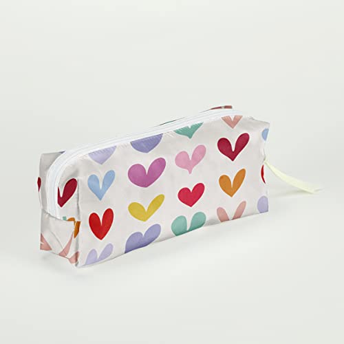 Pencil Pouch Pencil Case Pencil Bag Pen Case Pouch Box Organizer for Teen Girls Boys School Students Waterproof Zipper Pouch for Office Supplies Makeup, Heart Shape Print Romantic Birthday Gift