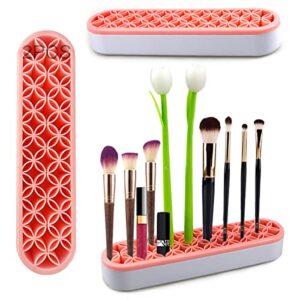 2 pcs multi-purpose cosmetic storage box, desktop organizers silicone make up brush storage stand sewing tool storage box desktop storage box for brush,eyeliner pencil,art supplies, painting brush