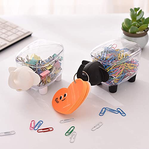 Creative Dustproof Storage Box for Office Stationery, Toothpicks, Cotton Swabs, etc. (Elephant) (Black and White)