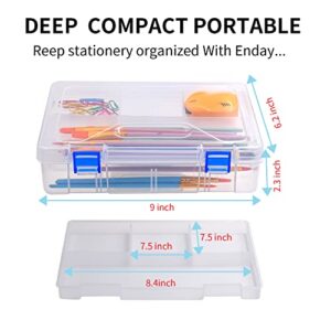 CSNGHSD Plastic Pencil case, Large Plastic Pencil case with lid. Transparent. Hard Pencil Double Storage Multi-Layer Tool Box for School Art Box