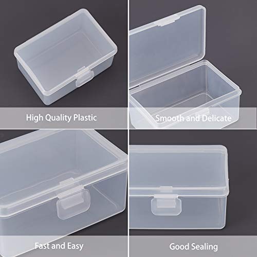 BENECREAT 8Pcs Clear Plastic Box Container Transparent Rectangle Storage Organizer with Lids for Beads, Small Items and Other Craft Projects, 3.2x2.2x1.4"