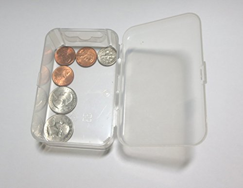 Maymom Small Plastic Box with Hinged Lid for Small Parts, Crafts, Beads, Jewelry and Watch Parts (6 Boxes, Clear)