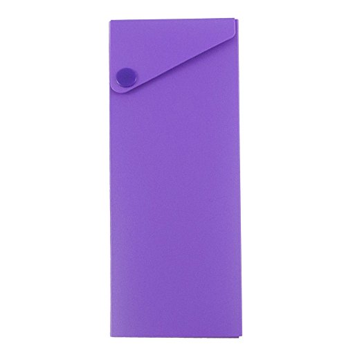 JAM PAPER Plastic Pencil Cases - Sliding Pencil Case Box with Button Snap - Purple - Sold Individually