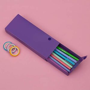 JAM PAPER Plastic Pencil Cases - Sliding Pencil Case Box with Button Snap - Purple - Sold Individually