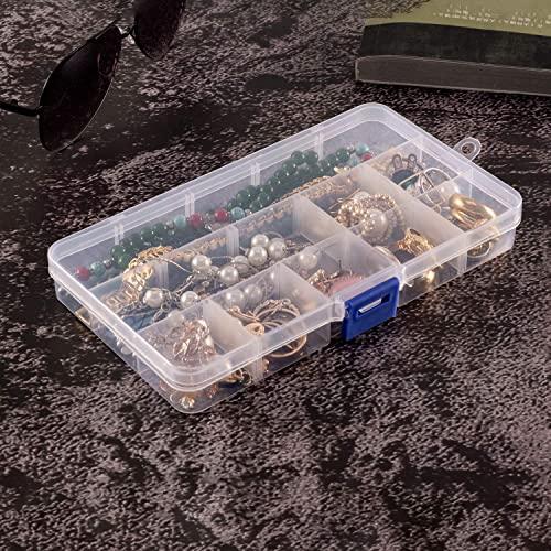 YukaBa 2 Pack 15 Grids Plastic Small Crafts Storage Boxes with Adjustable Dividers (6.7" × 3.9" x 1")