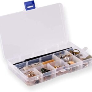 YukaBa 2 Pack 15 Grids Plastic Small Crafts Storage Boxes with Adjustable Dividers (6.7" × 3.9" x 1")