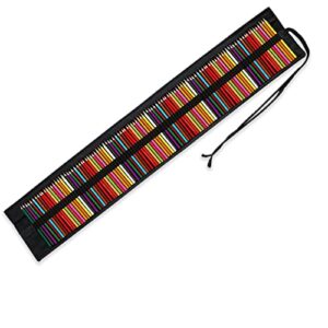 108 slots handmade canvas pencil wrap, black sketching travel roll up pencil holder case for colored pencils, coloring pen storage pouch for artist students, no pencils