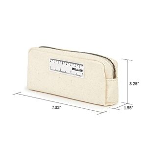 Pencil Case Trilly Premium Canvas Pencil Pouch Made of Resilient Canvas Fabric Multi Purpose Pencil Bag with Smooth Zipper Highly Portable and Lightweight College School Supplies (Canvas Ivory)