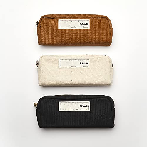 Pencil Case Trilly Premium Canvas Pencil Pouch Made of Resilient Canvas Fabric Multi Purpose Pencil Bag with Smooth Zipper Highly Portable and Lightweight College School Supplies (Canvas Ivory)