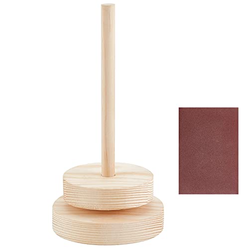 PH PandaHall Wood Yarn Holder with Twirling Mechanism, 1 Set Classic Wooden Spinning Yarn Thread Holder 10x19.9cm/3.9x7.8" Rotatable Skein Holder for Knitting Embroidery, Dia 12mm Stick, Burlywood