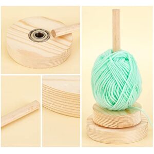 PH PandaHall Wood Yarn Holder with Twirling Mechanism, 1 Set Classic Wooden Spinning Yarn Thread Holder 10x19.9cm/3.9x7.8" Rotatable Skein Holder for Knitting Embroidery, Dia 12mm Stick, Burlywood