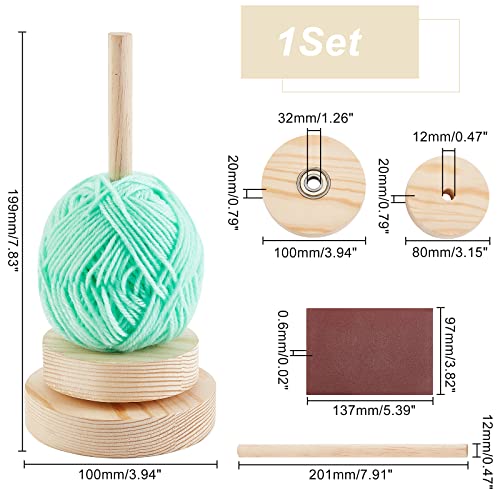 PH PandaHall Wood Yarn Holder with Twirling Mechanism, 1 Set Classic Wooden Spinning Yarn Thread Holder 10x19.9cm/3.9x7.8" Rotatable Skein Holder for Knitting Embroidery, Dia 12mm Stick, Burlywood