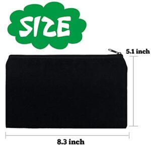 10 Pack Blank DIY Craft Bag Canvas Pen Case Black Makeup Bags Invoice Bill Bag Multipurpose Travel Toiletry Pouch with Black Zipper