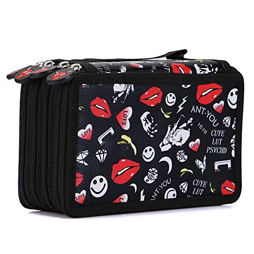 72 Slots High Capacity Zipper Pens Pencil Case