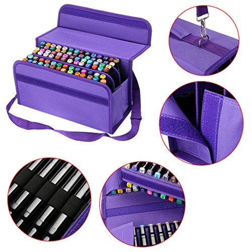 BTSKY Handy 80 Slot Carrying Lipstick Organizer Marker Case Holder for Touch Spectrum Noir Paint S, Purple