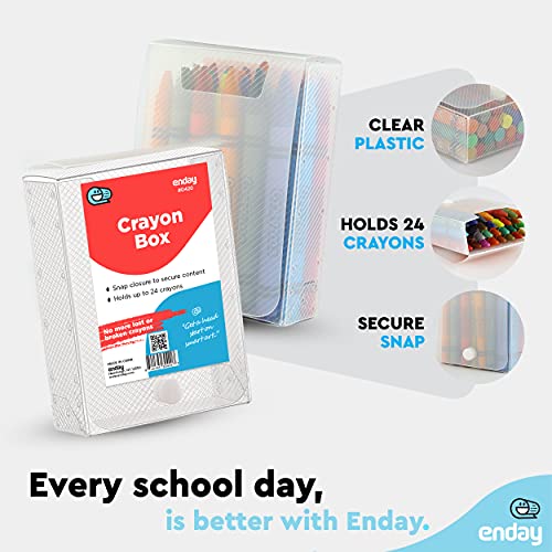 Crayon Box Storage Containers, Clear Crayon Case, Plastic Crayon Boxes for Kids, Cards Small Supplies Organizers Boxes, Snap Closure, 4 Pack – By Enday