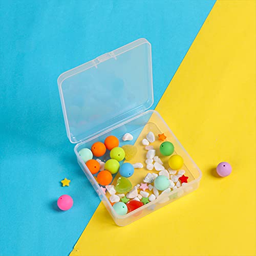 24 Pack Small Clear Plastic Storage Containers with Lids,Beads Storage Box with Hinged Lid for Beads,Earplugs,Pins, Small Items, Crafts, Jewelry, Hardware (2.9x2.9 x1 & 2.1x2.1 x0.8 Inches)