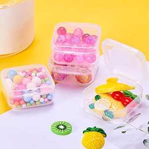 24 Pack Small Clear Plastic Storage Containers with Lids,Beads Storage Box with Hinged Lid for Beads,Earplugs,Pins, Small Items, Crafts, Jewelry, Hardware (2.9x2.9 x1 & 2.1x2.1 x0.8 Inches)