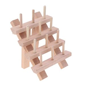 Amosfun 12 Thread Holder Hair braiding Rack Spool Wooden Braid Divider Stand Separator- Spool Folding Beech Reel Bobbin Thread Organizer- Wire Frame Rack for Quilting Crafts Sewing Embroidery