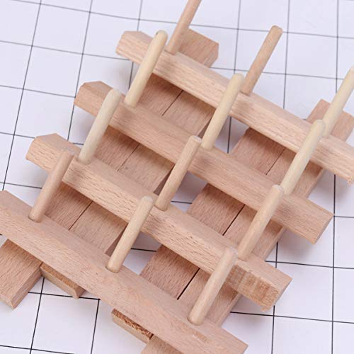 Amosfun 12 Thread Holder Hair braiding Rack Spool Wooden Braid Divider Stand Separator- Spool Folding Beech Reel Bobbin Thread Organizer- Wire Frame Rack for Quilting Crafts Sewing Embroidery