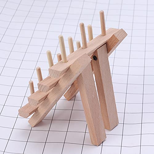 Amosfun 12 Thread Holder Hair braiding Rack Spool Wooden Braid Divider Stand Separator- Spool Folding Beech Reel Bobbin Thread Organizer- Wire Frame Rack for Quilting Crafts Sewing Embroidery