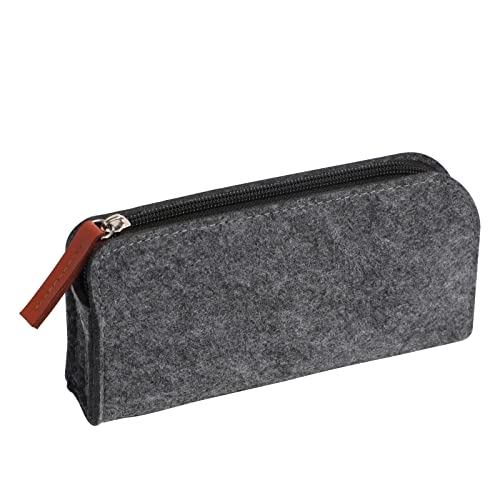 RIANCY Stationery Pencil Case Pouch Stylish Simple Small Pencil Bag Durable Compact Zipper for Office Art Cosmetics Storage Supplies (Black)