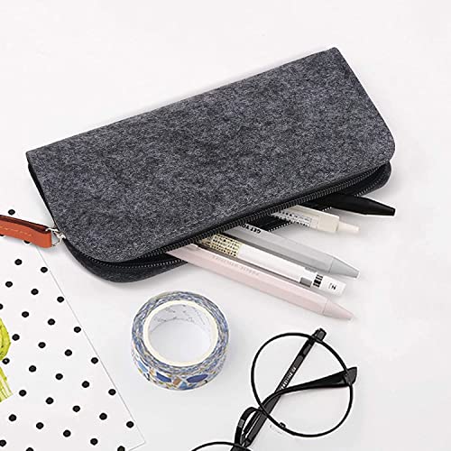 RIANCY Stationery Pencil Case Pouch Stylish Simple Small Pencil Bag Durable Compact Zipper for Office Art Cosmetics Storage Supplies (Black)