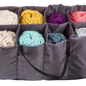 ArtBin 6821AG Yarn Tote, Portable Knitting & Crochet Storage Bag with Lift-Out Yarn Organizer, [1] Poly Canvas Tote Bag, Gray & Black