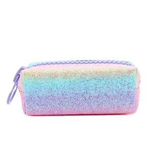 aokqya big zipper pencil case rainbow purple pencil pouch cute colored stationery bag diy name for kids pencils markers school supply holder