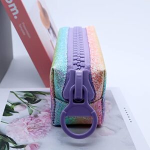 AOKQYA Big Zipper Pencil Case Rainbow Purple Pencil Pouch Cute Colored Stationery Bag DIY Name for Kids Pencils Markers School Supply Holder