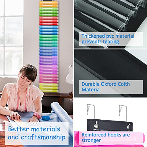 ABCxGOOD 60 Compartments Vinyl Rolls Holder,Vinyl Storage Organizer Door/Closet Hanging/Wall Mounting,Craft Vinyl Storage Rack with Name Sticker,Heavy-duty Hooks for Craft Room,Black