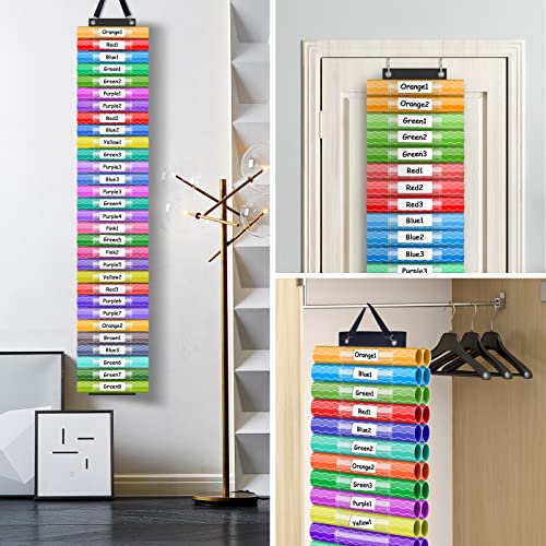 ABCxGOOD 60 Compartments Vinyl Rolls Holder,Vinyl Storage Organizer Door/Closet Hanging/Wall Mounting,Craft Vinyl Storage Rack with Name Sticker,Heavy-duty Hooks for Craft Room,Black