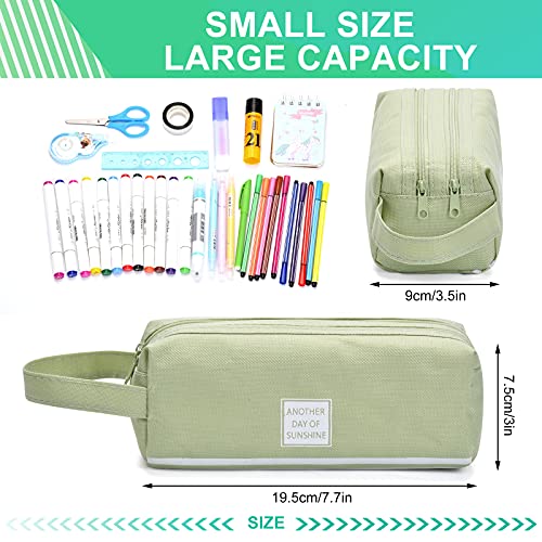 OuMeng Pencil Bag Pen Case, Large Capacity Students Stationery Pouch Pencil Holder Desk Organizer with Double Zipper, Can be Used to Organize Stationery Such as Pencils, Markers (Green)